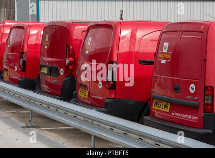 Royal Mail vehicles vans in the depot, wrexham, north east wales, UK ...