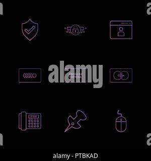 protected , sheild , profile , pin , phone ,mouse, card , icon, vector ...