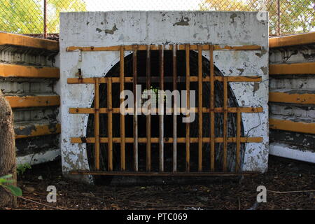 Typical common inner city crumbling infrastructure tunnel that runs ...