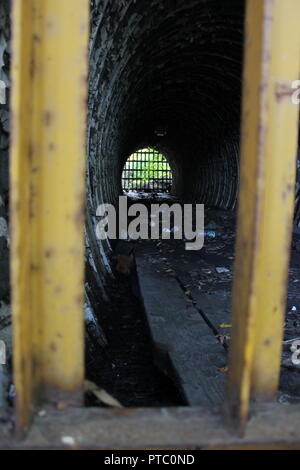 Typical common inner city crumbling infrastructure tunnel that runs ...