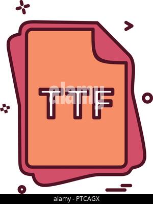 TTF extension text file type. Simple flat black symbol with shadow on ...