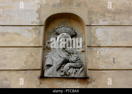 A plaque outside the Church of Our Lady of Perpetual Help in Lviv ...