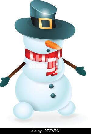 merry christmas cute snowman head in tag character Stock Vector Image ...