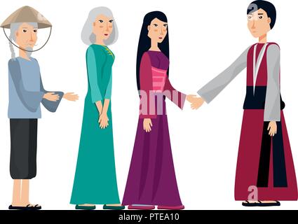 group of women chinese avatar character vector illustration design ...