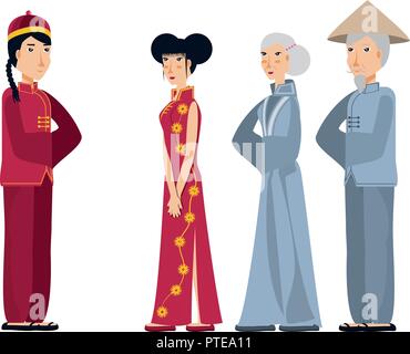 group of women chinese avatar character vector illustration design ...
