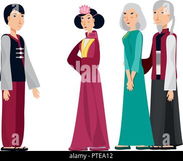 group of people chinese avatar character vector illustration design ...