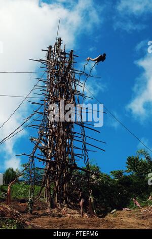 Panngi, Pentecost Island / Vanuatu - MAY 10 2016: Land diving ceremony ...