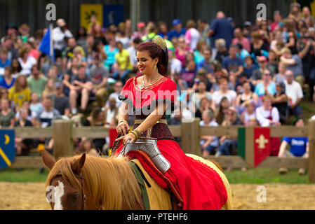 Renaissance Princess on horseback at jousting games Stock Photo - Alamy