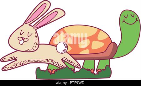 Vector illustration of Cartoon Rabbit and turtle Stock Vector Art ...