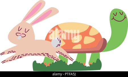 Vector illustration of Cartoon Rabbit and turtle Stock Vector Art ...