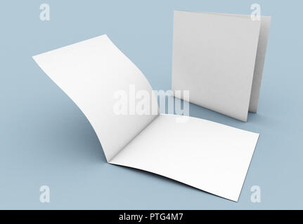 Realistic A4 Bifold Brochure 3D Illustration Mockup Scene on Isolated ...