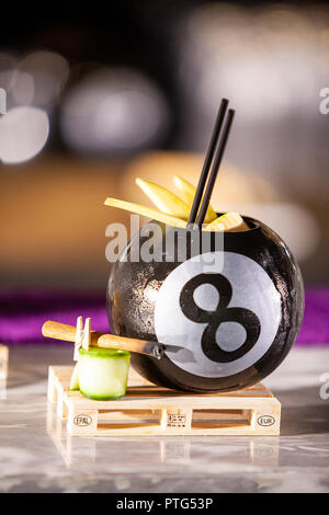Cocktail in a pool bal o bar counter. fresh drink Stock Photo - Alamy