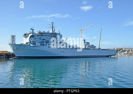 British aviation training ship RFA ARGUS (A135) getting underway in ...