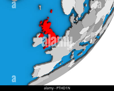 Scotland on blue political globe. 3D illustration isolated on white ...