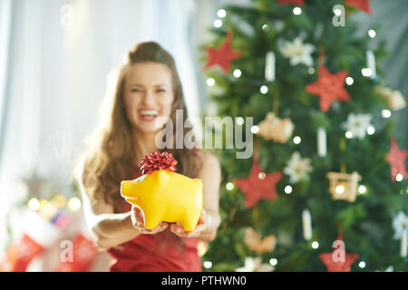 piggy bank and christmas decor Stock Photo - Alamy