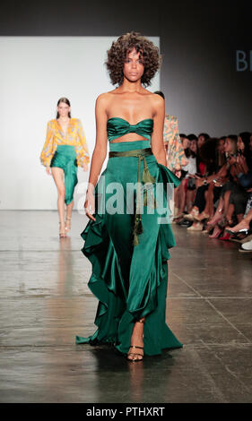 A model walks during the Bronx and Banco Spring 2021 “The Retreat” show ...