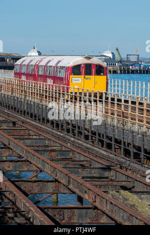Ryde Pier railway train trains former London Underground tube train ...