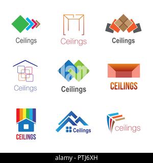 Set of logos for ceilings, tiles and stretch ceilings Stock Vector ...