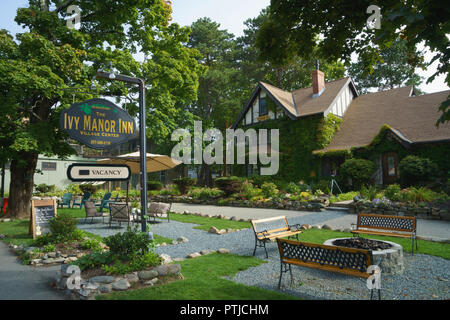 The Ivy Manor Inn, Bar Harbor, Maine, USA is covered with ivy and a ...