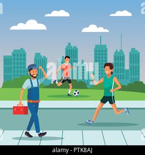 city people walking cartoons Stock Vector Image & Art - Alamy