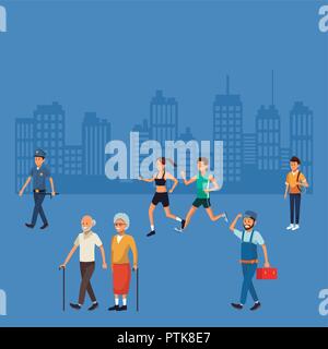city people walking cartoons Stock Vector Image & Art - Alamy