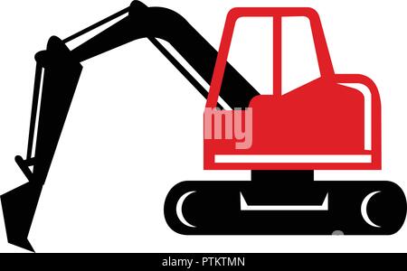 Illustration of digger, excavator symbol, earthmover icon, symbol for ...