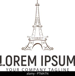 Paris vector logo design template. Eiffel Tower drawn in a simple ...