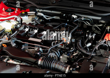 Close up detail of new car engine Car engine part Stock Photo - Alamy