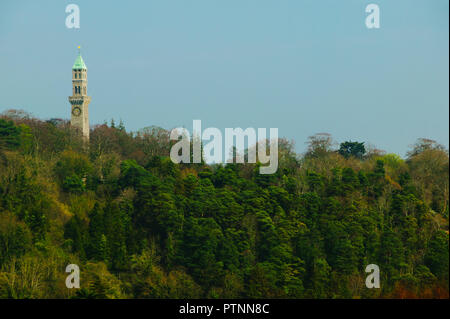 Farmleigh Clock Tower (c1880) surrounded by trees, Phoenix Park Dublin ...