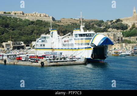The Gozo Channel Line ferry 'Gaudos' in Cirkewwa Ferry Terminal Stock ...