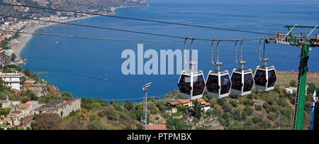 Cable-car to Mazzaro Beach, Taormina, Messina Province, Sicily, Italy ...