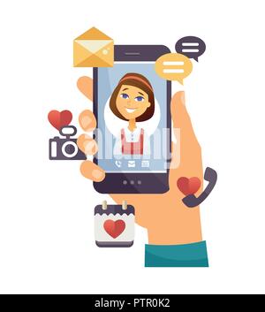 Video call, family talk vector illustration. Mother, father and sons on ...