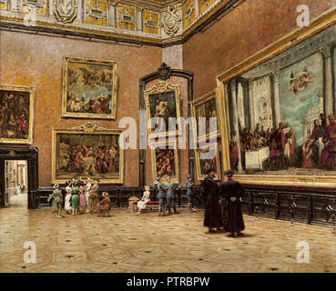 Beroud Louis - Visite Au Louvre - French School - 19th Century Stock ...