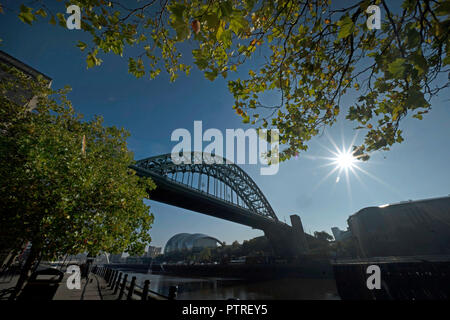 Blue skies over Tyne Bridge in Newcastle, which is celebrating its 90th ...