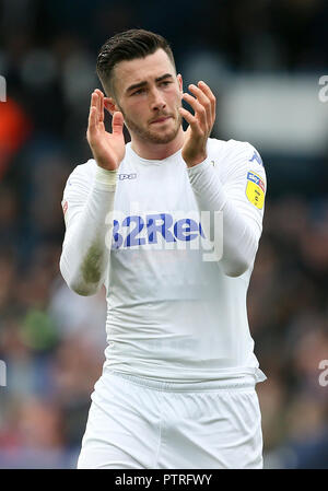 Jack Harrison of Leeds United applauds the fans after the final whistle ...