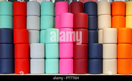Bunch of small round colourful stools Stock Photo - Alamy