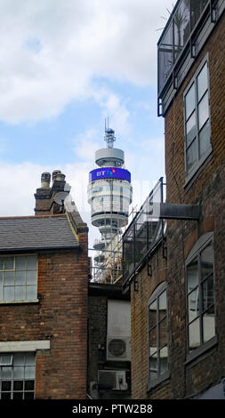BT Post office Tower over the London moody Skyline Stock Photo - Alamy