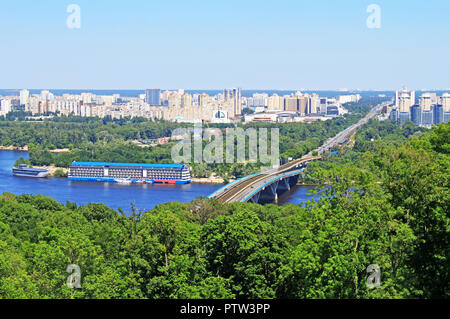 Panorama of the left bank of the Dnieper River in Kiev to the Park of ...