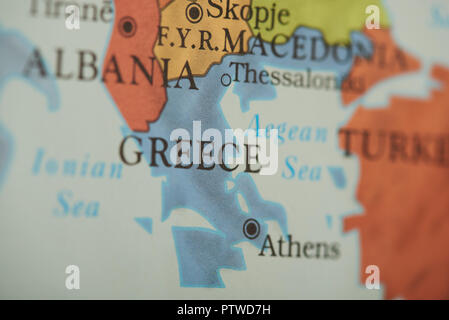 Close up map of Athens and Greece Stock Photo - Alamy