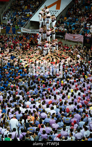 Tarragona, Spain. October 2018: Castells Performance in the XXVII ...