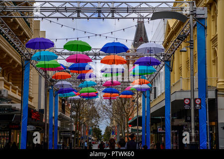 Colourful Umbrellas in Hay Street Mall, Perth, Western Australia ...