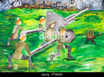 Children's drawing of war Stock Photo - Alamy