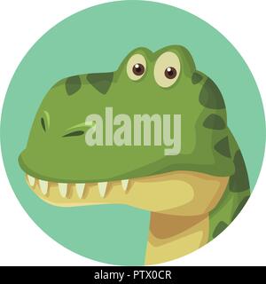 Brontosaurus dinosaur cartoon head round icon vector illustration ...