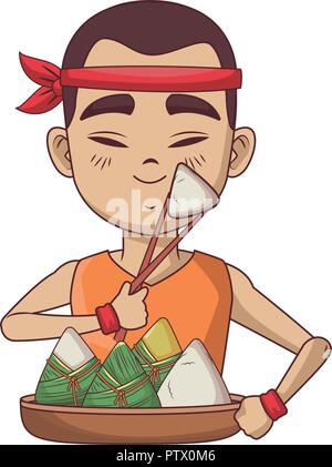 Asian man with rice dumplings cartoons vector illustration graphic ...