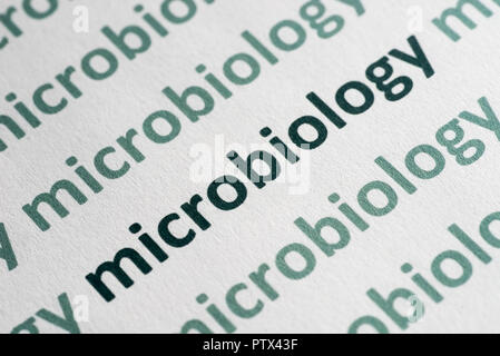 word microbiology printed on white paper macro Stock Photo - Alamy