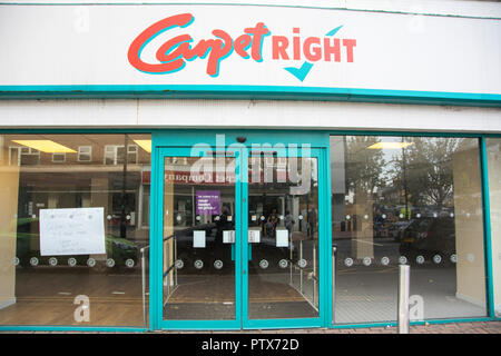 A closed and empty Carpet Right store in Putney, SW London, UK Stock ...