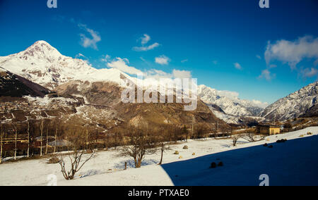Panoramic views of Mount Kazbek Stock Photo - Alamy