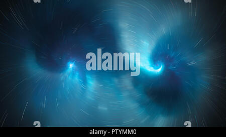 Blue glowing trajectories with particles, computer generated abstract ...