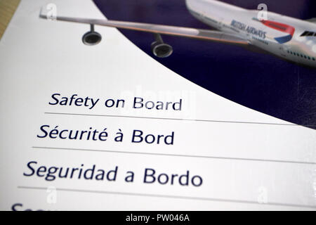 A British Airways Safety on board card for an Airbus A320 plane which ...