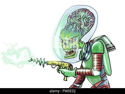 an evil invading martian alien illustration Stock Photo - Alamy